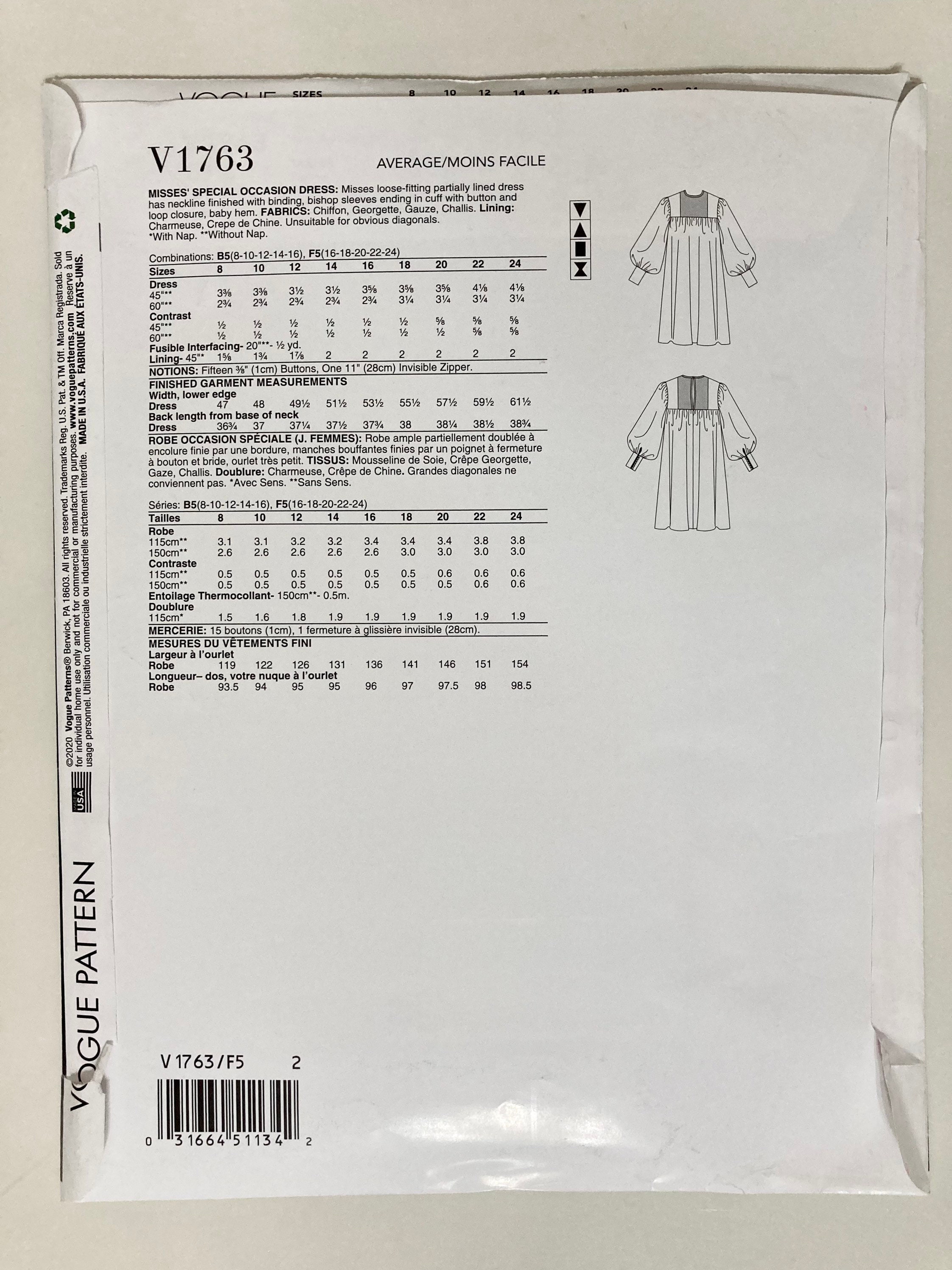 Designer Zandra Rhodes Sewing Pattern for Dress Vogue 1763 - Etsy