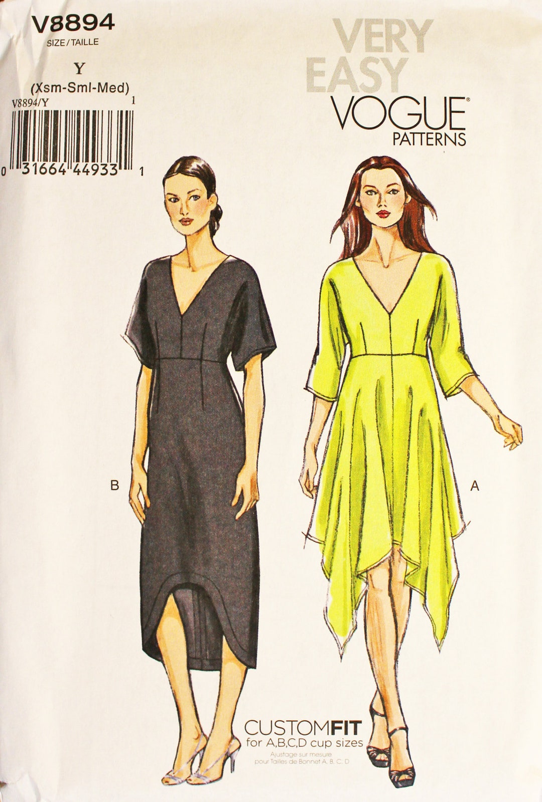 Vogue Sewing Pattern for Dress With Hemline Variations - Customfit ...