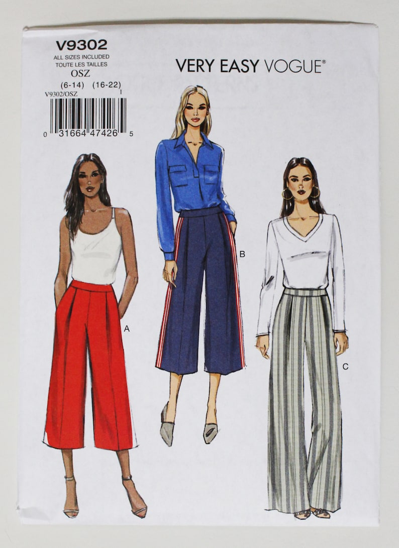 Vogue Sewing Pattern for Pants - Vogue 9302 - All Sizes in One Envelope ...