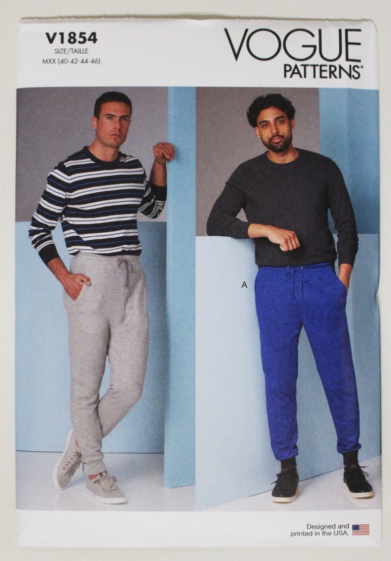 Vogue Sewing Pattern for Men's Jogger Style Pants Vogue 1854 Hip 41 to ...
