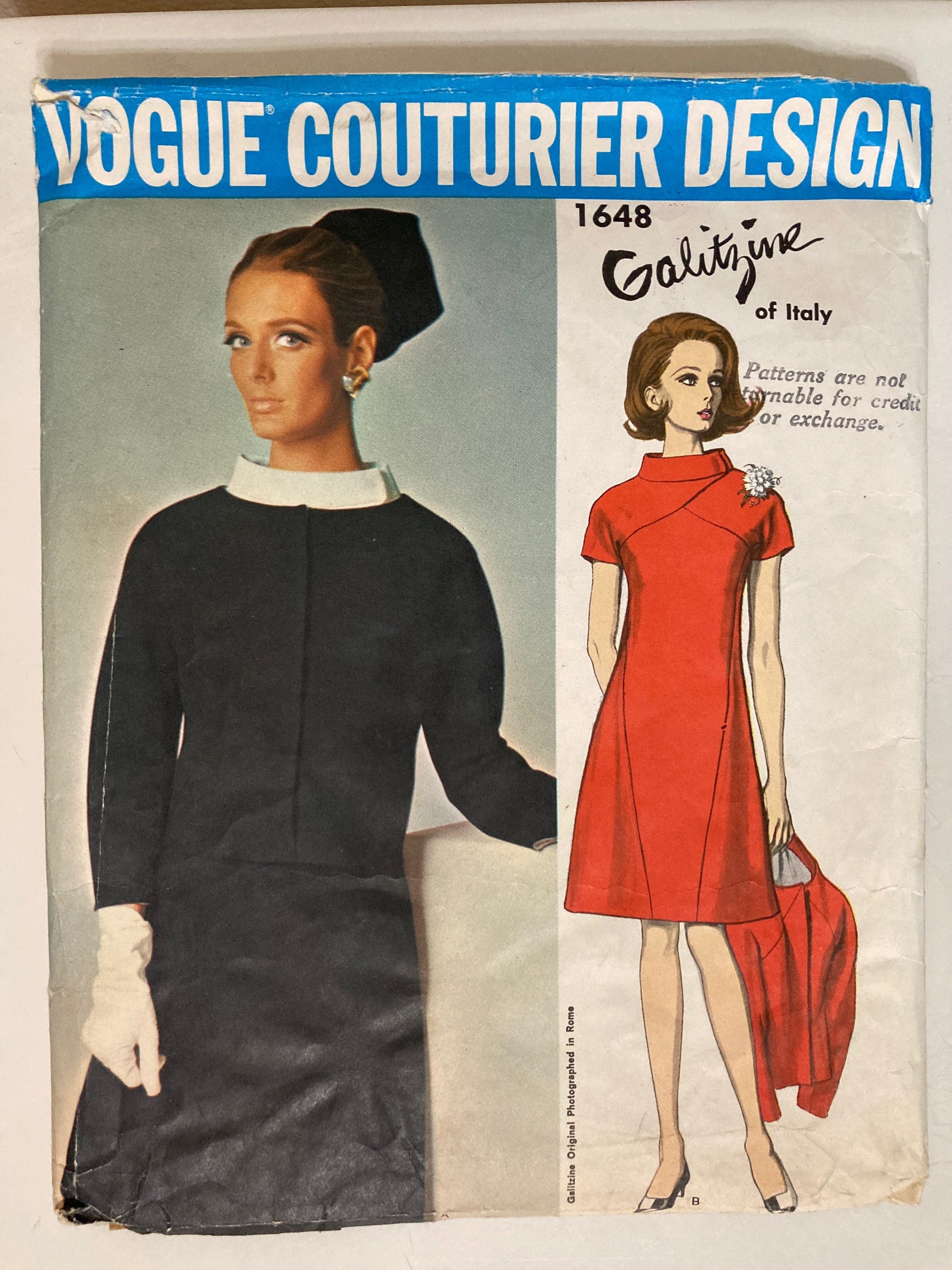 Designer Galitzine of Italy Sewing Pattern for Dress Vogue Couturier ...