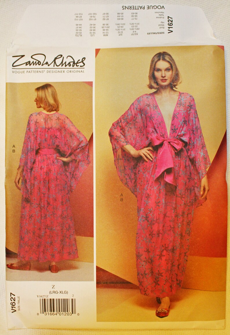 Designer Zandra Rhodes Sewing Pattern for Dress / Caftan / - Etsy