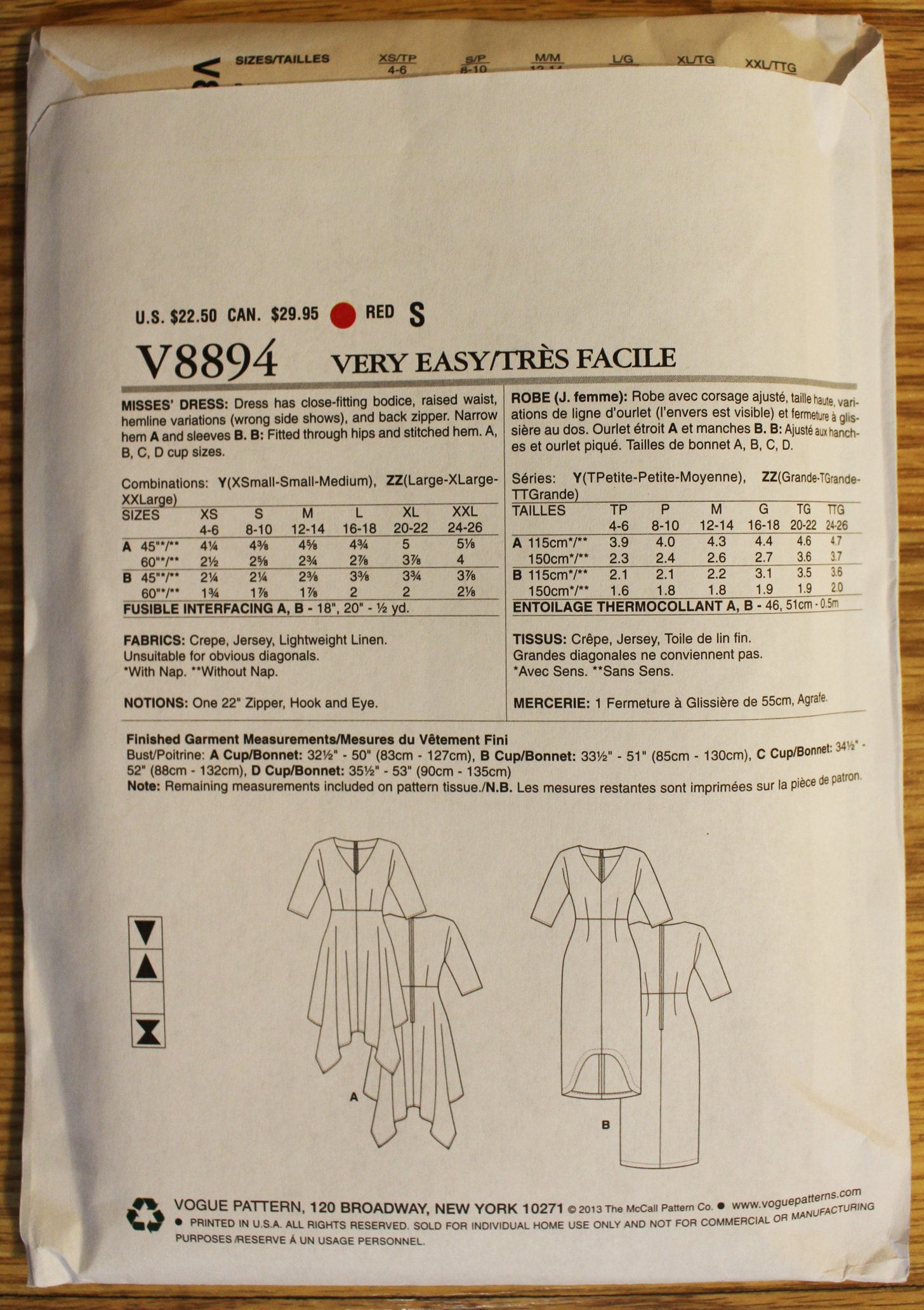 Vogue Sewing Pattern for Dress With Hemline Variations Customfit Vogue ...