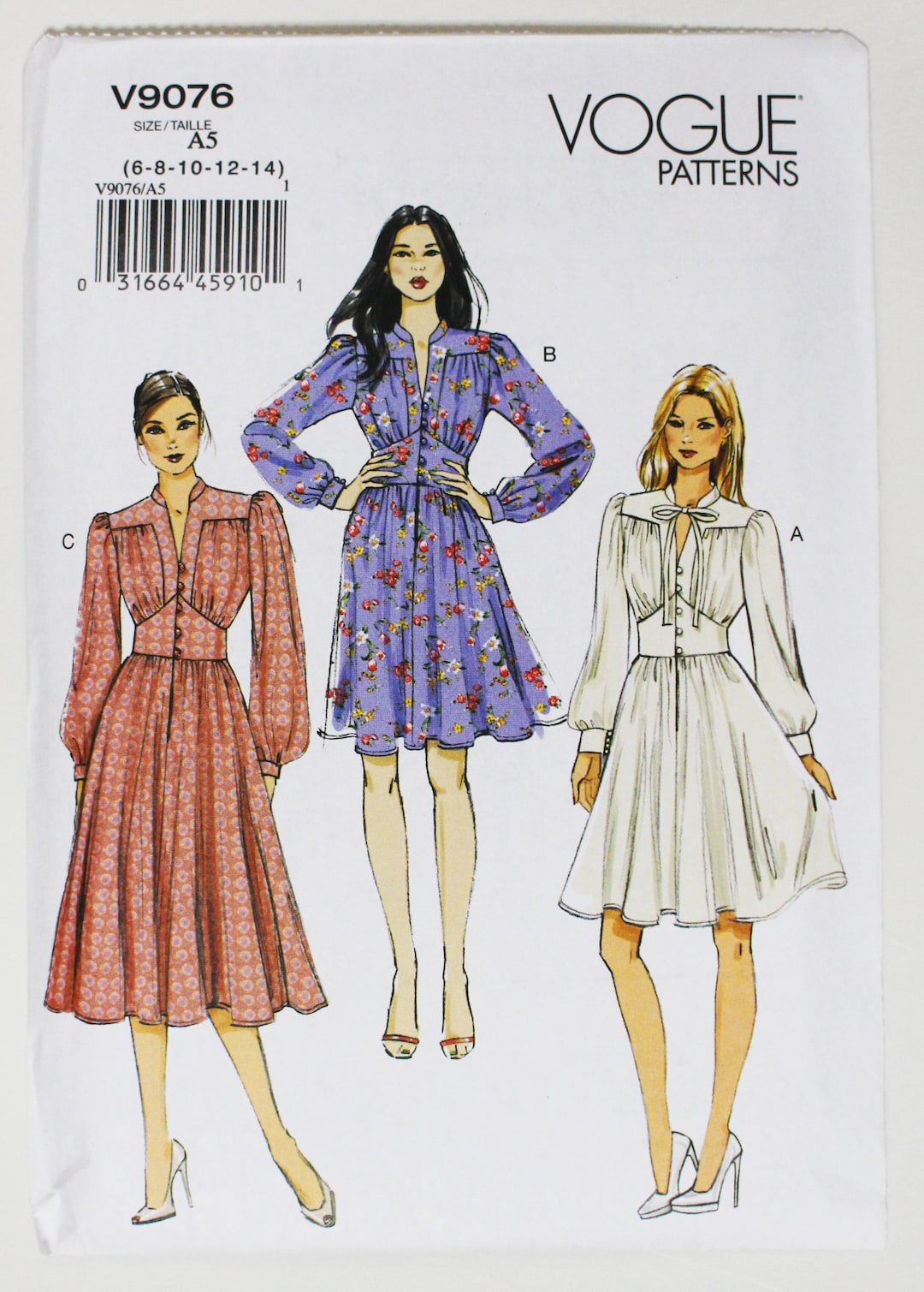 Vogue Sewing Pattern for Women's Dress - Vogue 9076 - Bust 30.5 to 36 ...
