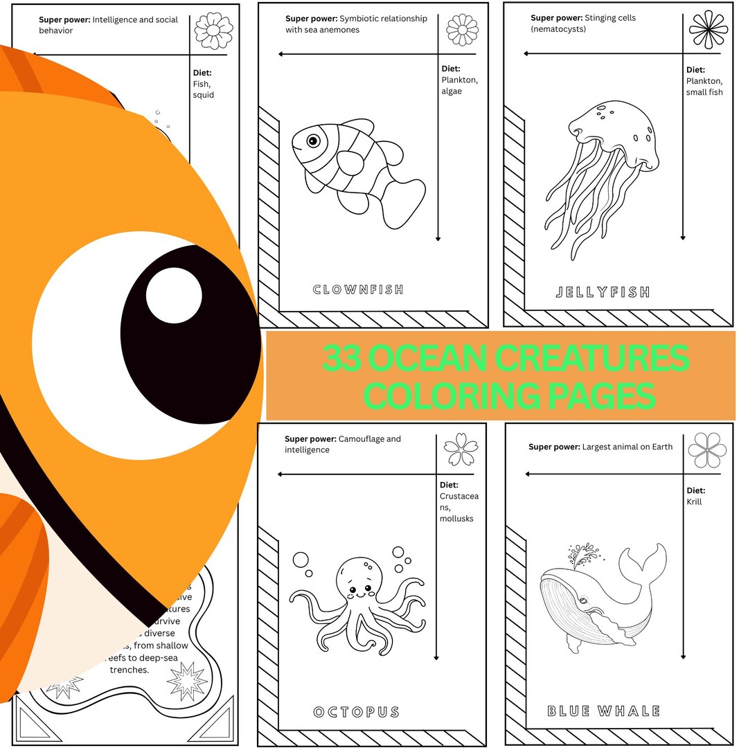 Ocean Creatures Coloring Book: Educational Underwater Animals (PDF ...