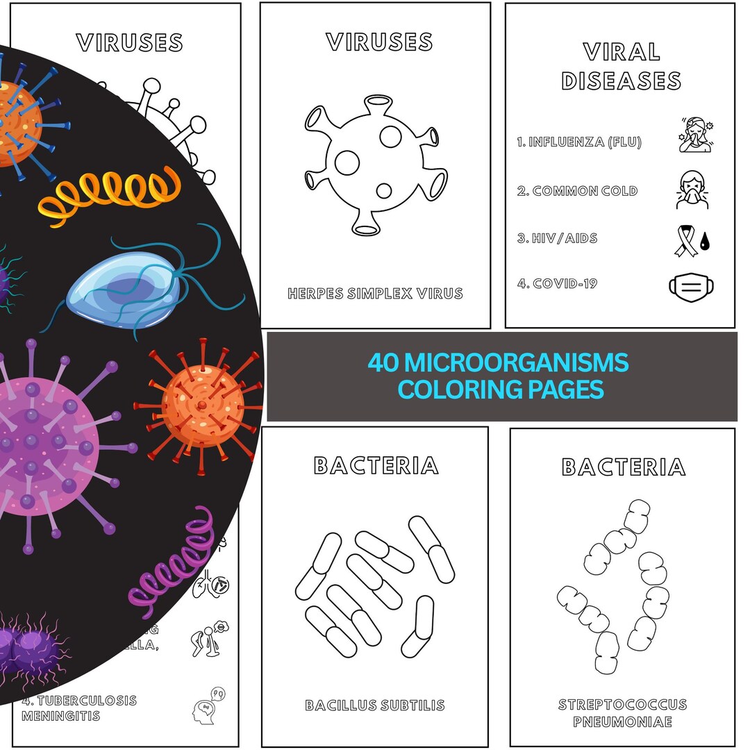 Microorganisms Coloring Pages: Science Learning Printables for Kids ...