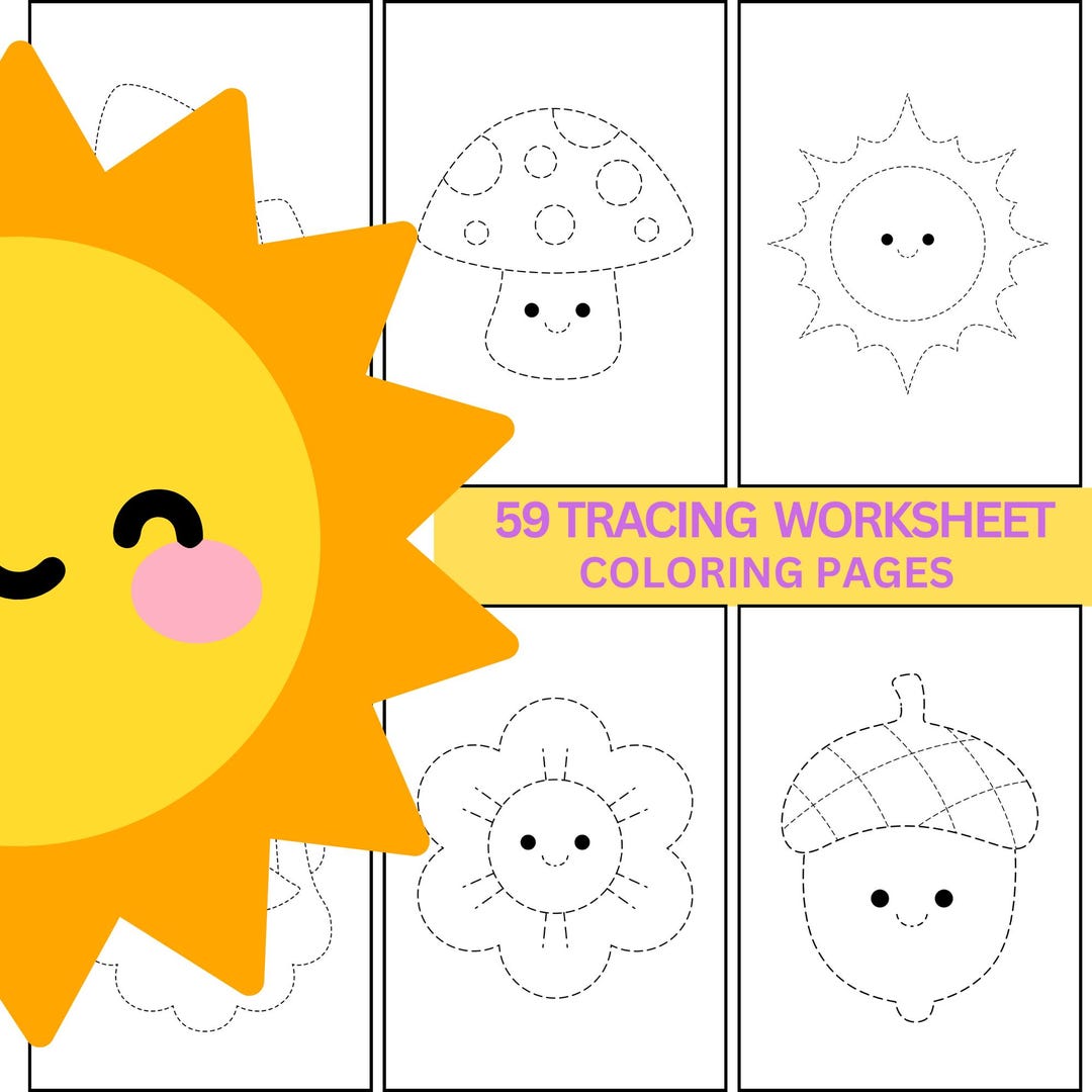59 Objects Tracing Worksheets and Coloring Pages for Kids, Tracing ...