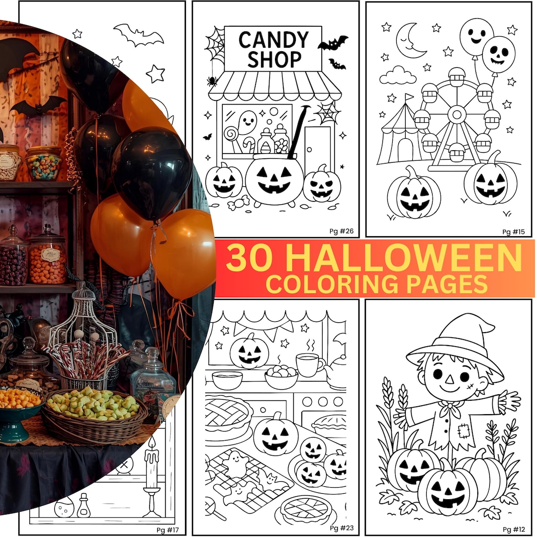 30 Cute Halloween Coloring Pages for Kids, Ghost and Pumpkins Coloring ...
