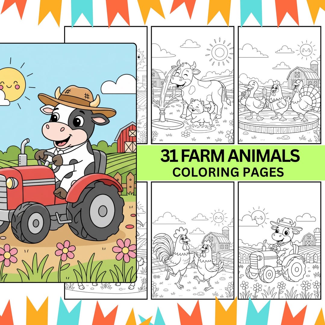 31 Cute Farm Animals Coloring Pages for Kids I Farm Animals Activity ...