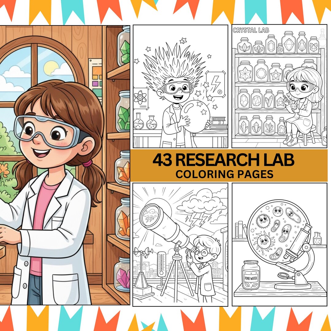 Research Lab & Scientist Coloring Pages for Kids and Adults – Science ...