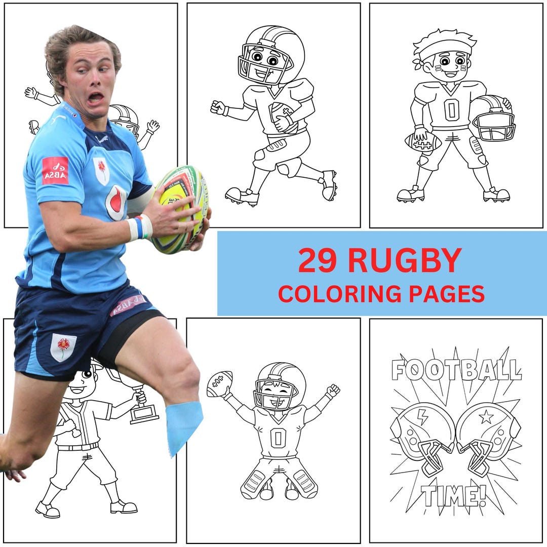 Rugby Coloring Book for Kids: Sports Action Pages (PDF Download) - Etsy