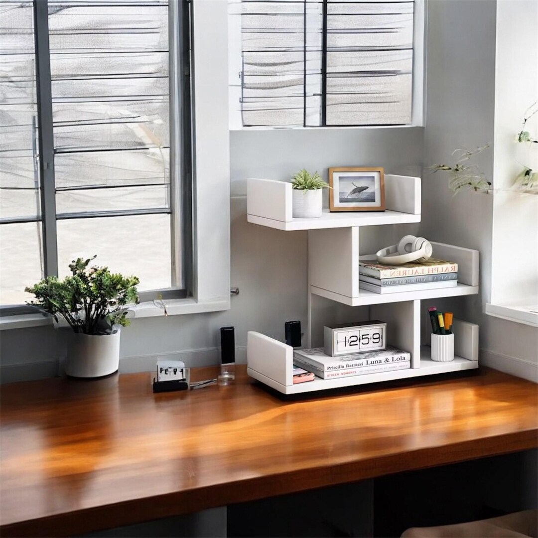 Small Desktop Bookshelf – Multi-layer Desk Storage Rack, Space-saving ...