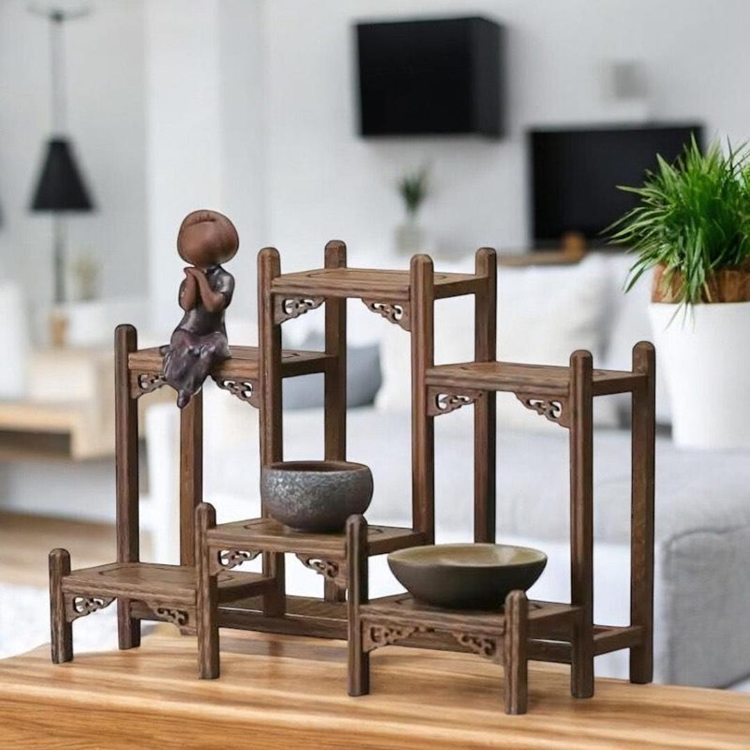 Handmade Solid Wood Teapot Display Shelf Small Tea Stand & Duobao ...