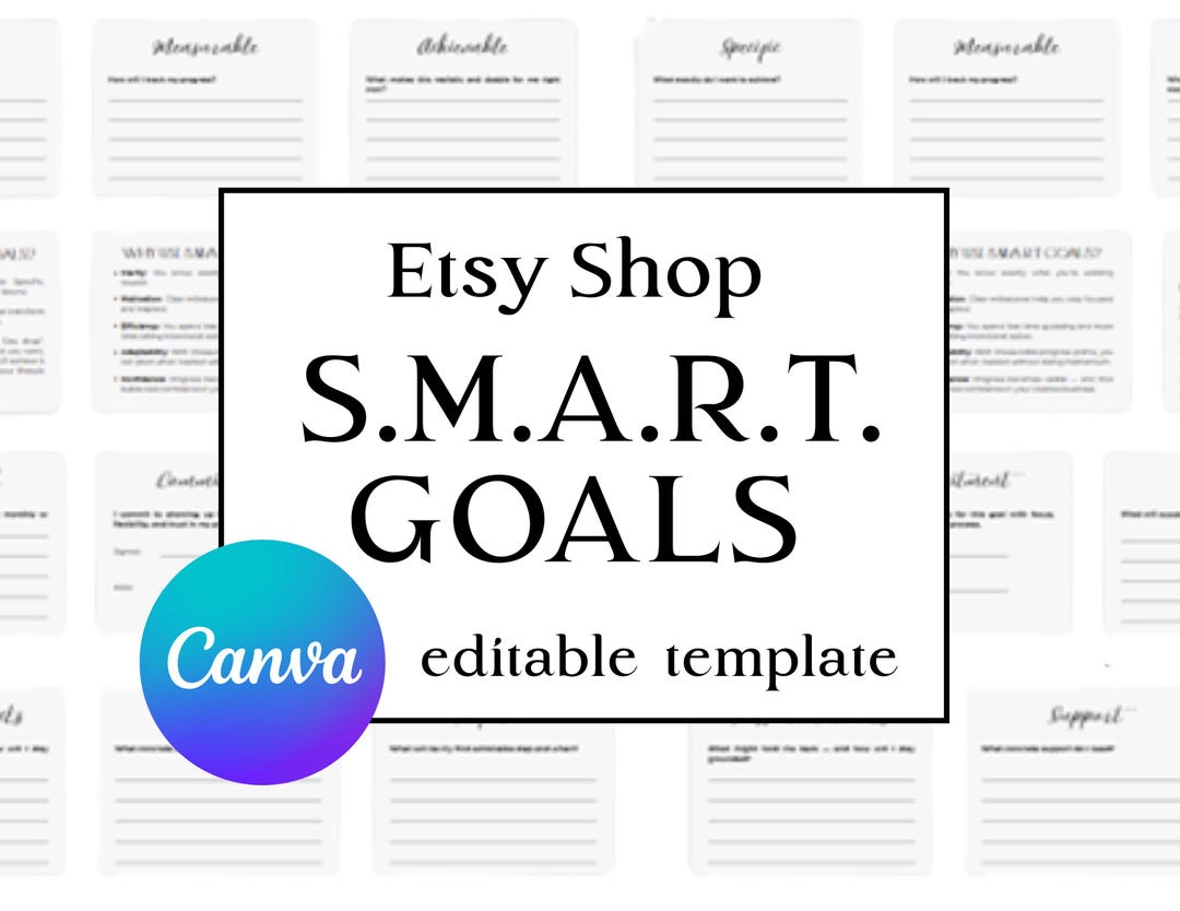 Editable SMART Goals Template Printable Worksheet for Etsy Sellers ...