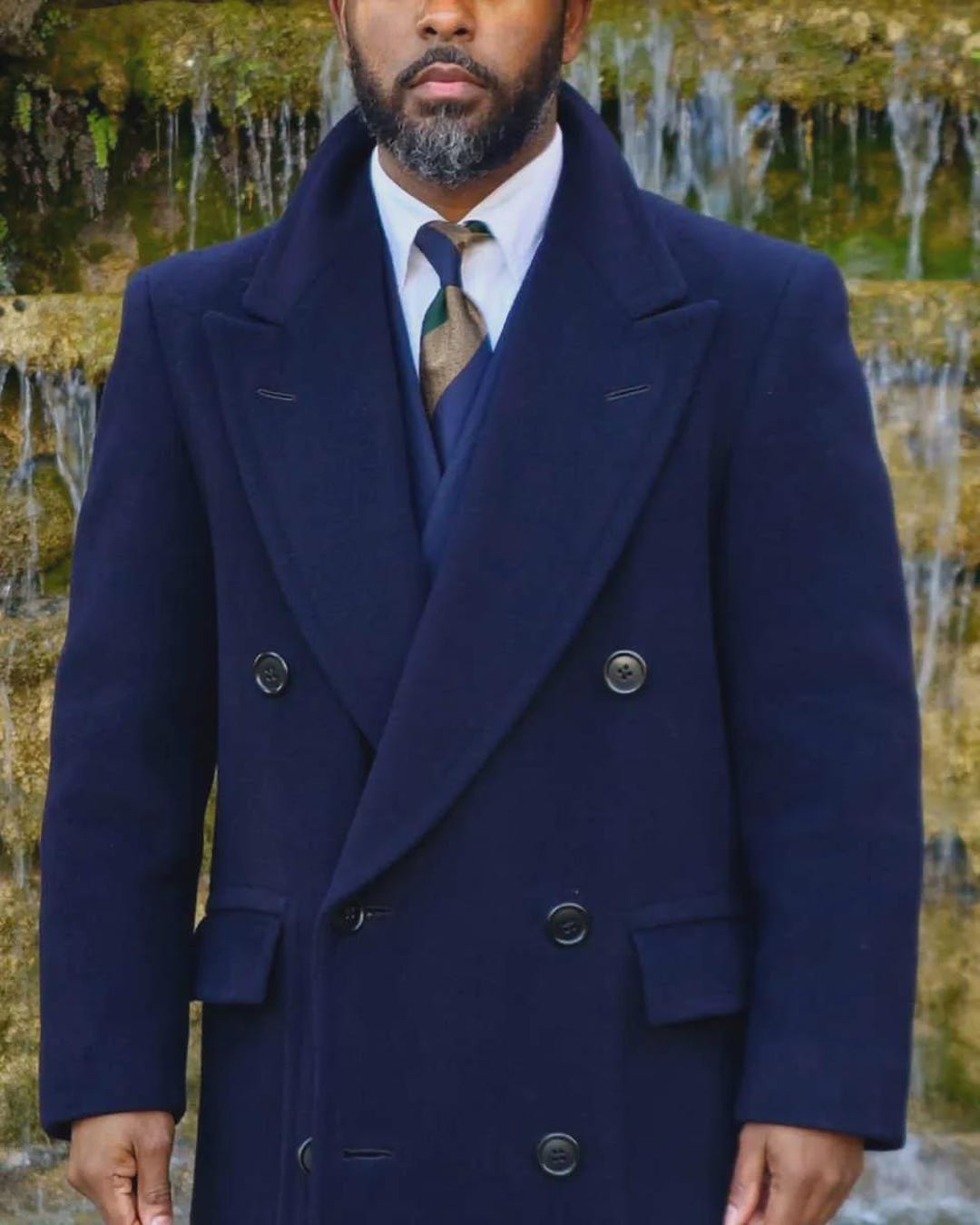 Navy Blue Unique Style Long Coat Men Overcoat Minimalist Winter Jacket ...