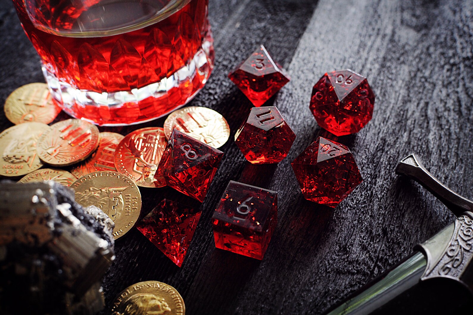 Scarlet, Red Polyhedral Sharp Edge Dnd Gem Dice - Etsy