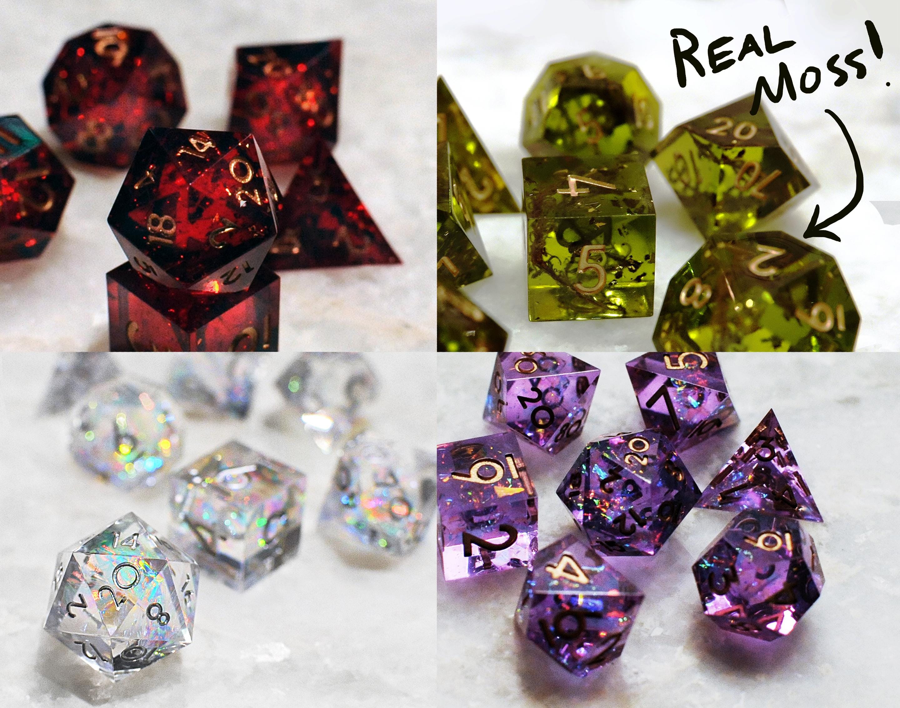Massy Rock Moss, Real Moss, Green Polyhedral Sharp Edge Dnd Gem Dice ...