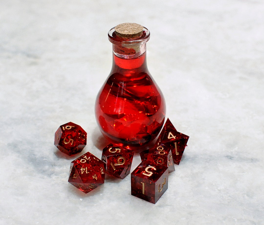 Dnd Glass Red Iridescent Potion Bottle, Table Prop - Etsy