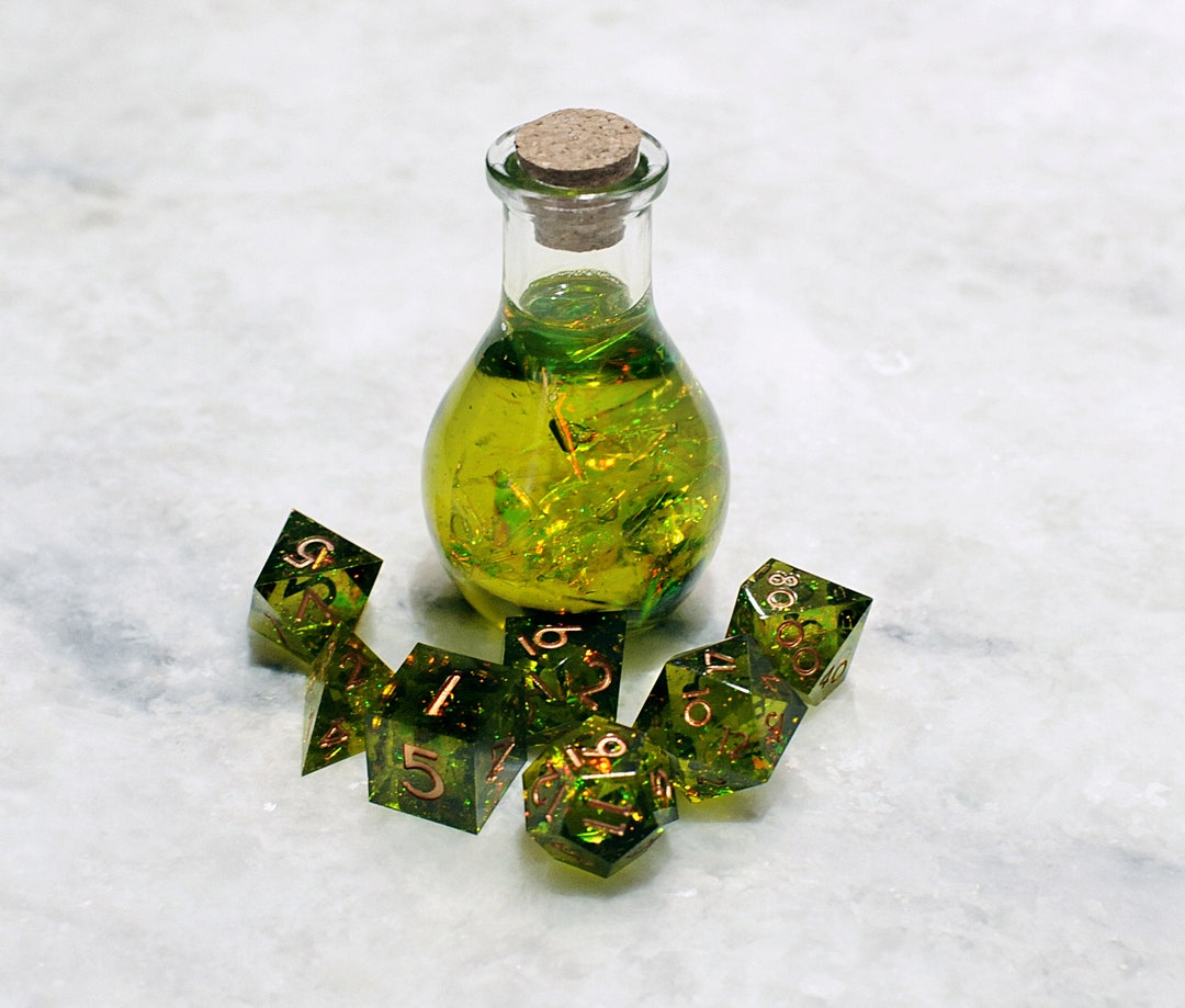 Dnd Glass Green Iridescent Potion Bottle, Table Prop - Etsy