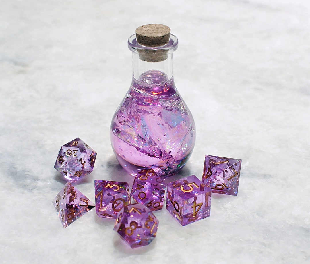 Dnd Glass Purple Iridescent Potion Bottle, Table Prop - Etsy