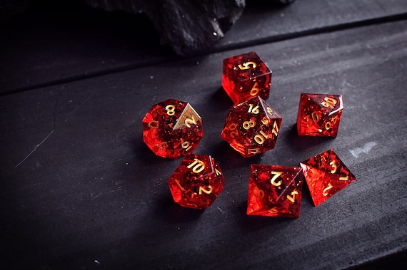 Scarlet Red Polyhedral Sharp Edge Dnd Gem Dice - Etsy