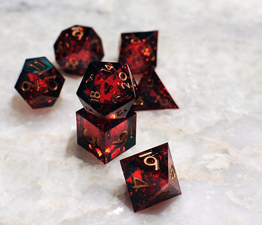 Red Polyhedral Sharp Edge Dnd Gem Dice Holographic Iridescent ...