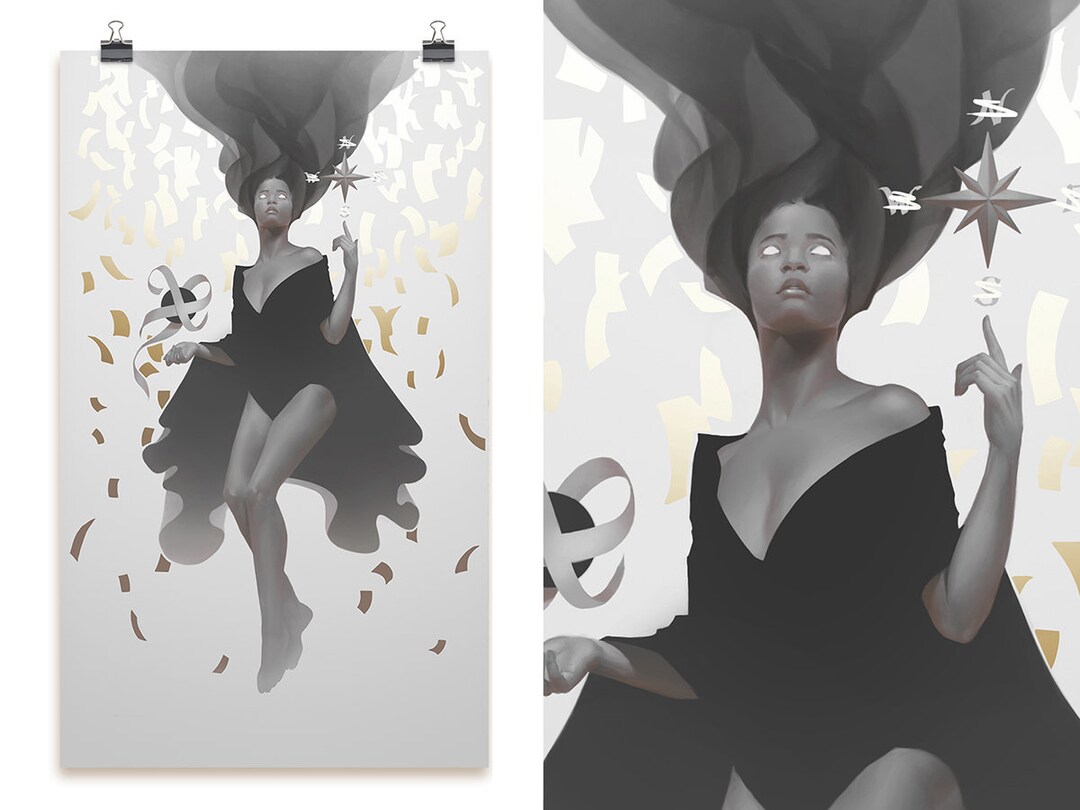 Obscurio: Tarot Poster Print, Ephemere Art Pinup With 3D GOLD Foil ...