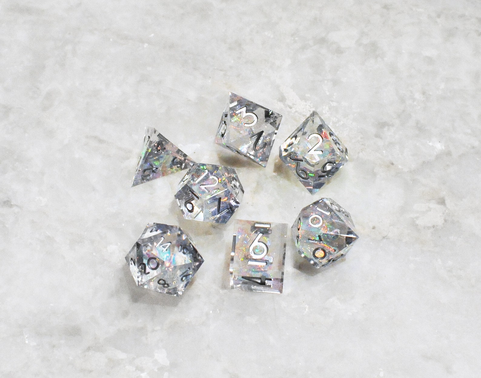 Moonbeam, Clear Polyhedral Sharp Edge Dnd Gem Dice Holographic ...
