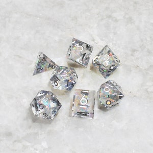Moonbeam, Clear Polyhedral Sharp Edge Dnd Gem Dice Holographic ...