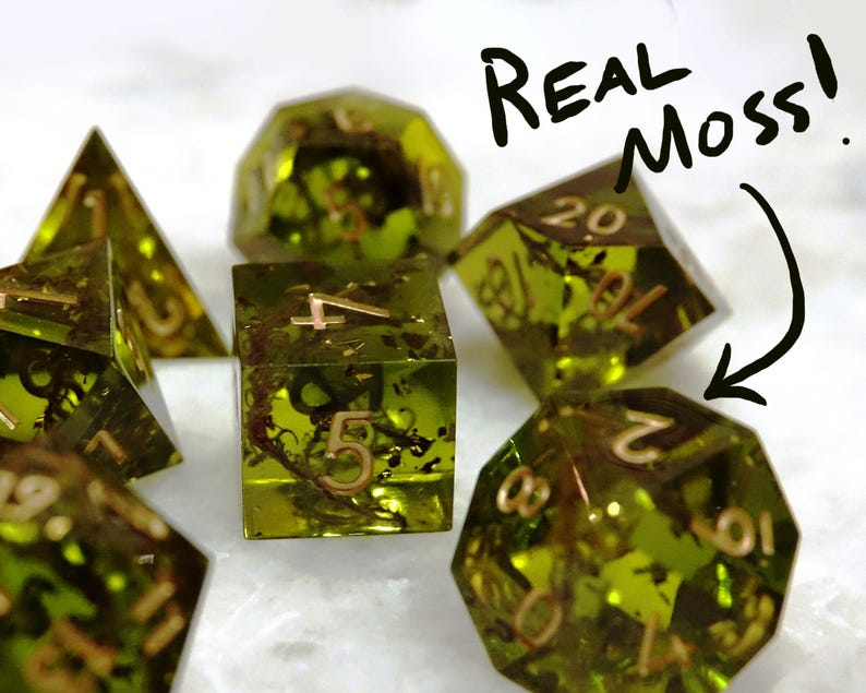 Massy Rock Moss, Real Moss, Green Polyhedral Sharp Edge Dnd Gem Dice ...