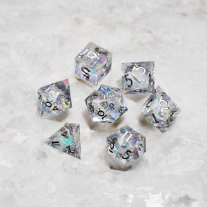 Moonbeam, Clear Polyhedral Sharp Edge Dnd Gem Dice Holographic ...