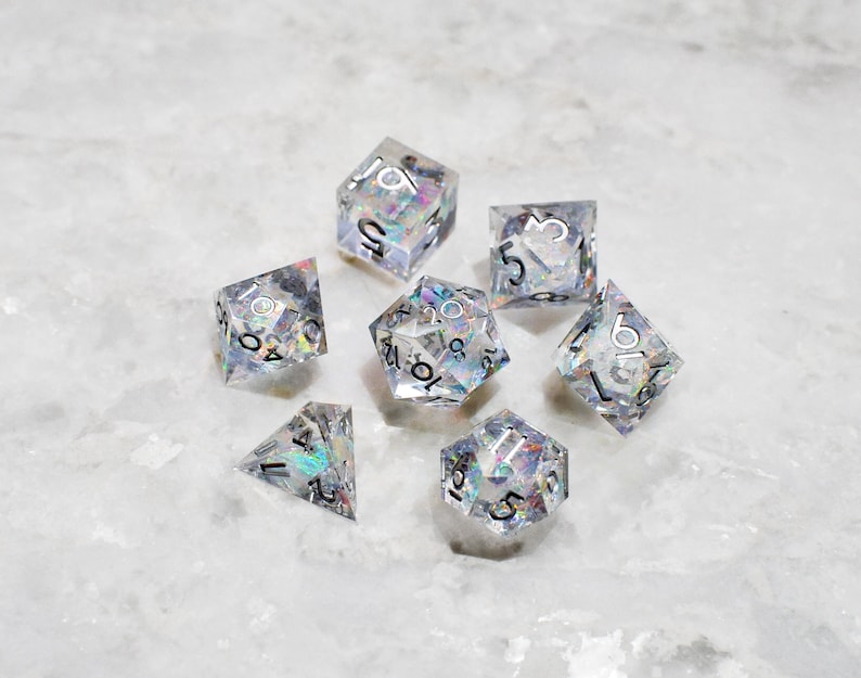 Moonbeam, Clear Polyhedral Sharp Edge Dnd Gem Dice Holographic ...