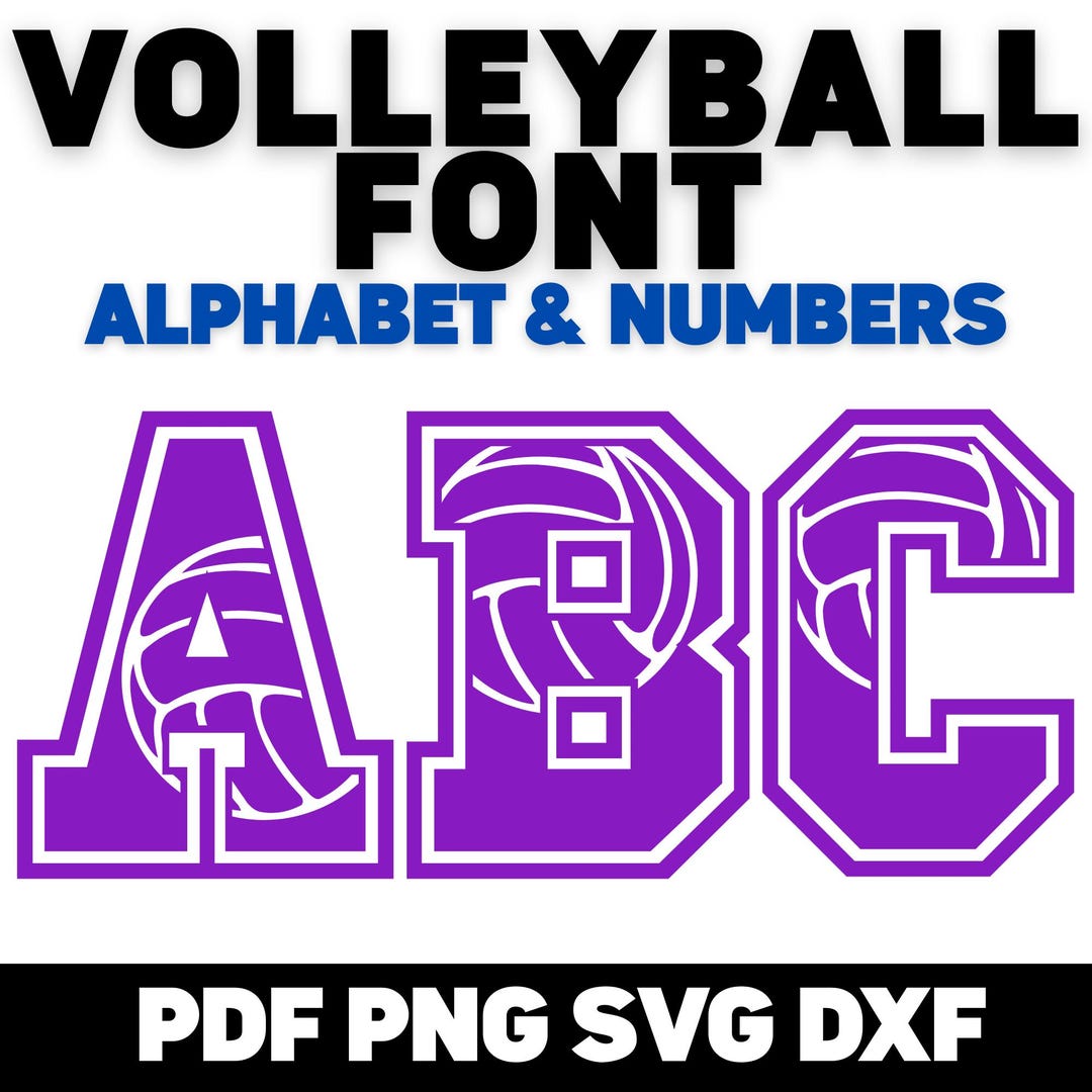Volleyball SVG Alphabet, Volleyball Letters and Numbers SVG Png ...