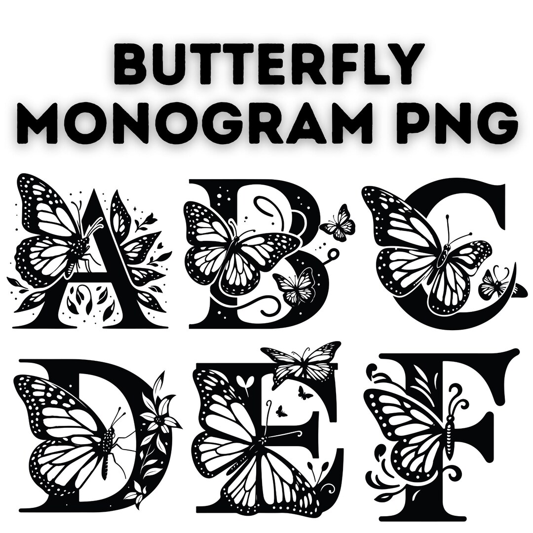 Butterflies Butterfly Alphabet Font Letters Monogram Png, Butterfly ...