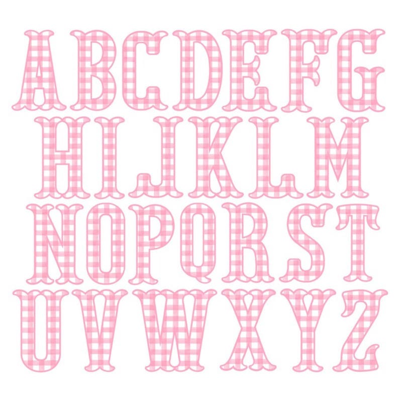 Gingham Monogram Bundle Alphabet, Pastel Gingham Monogram Png, Fishtail ...