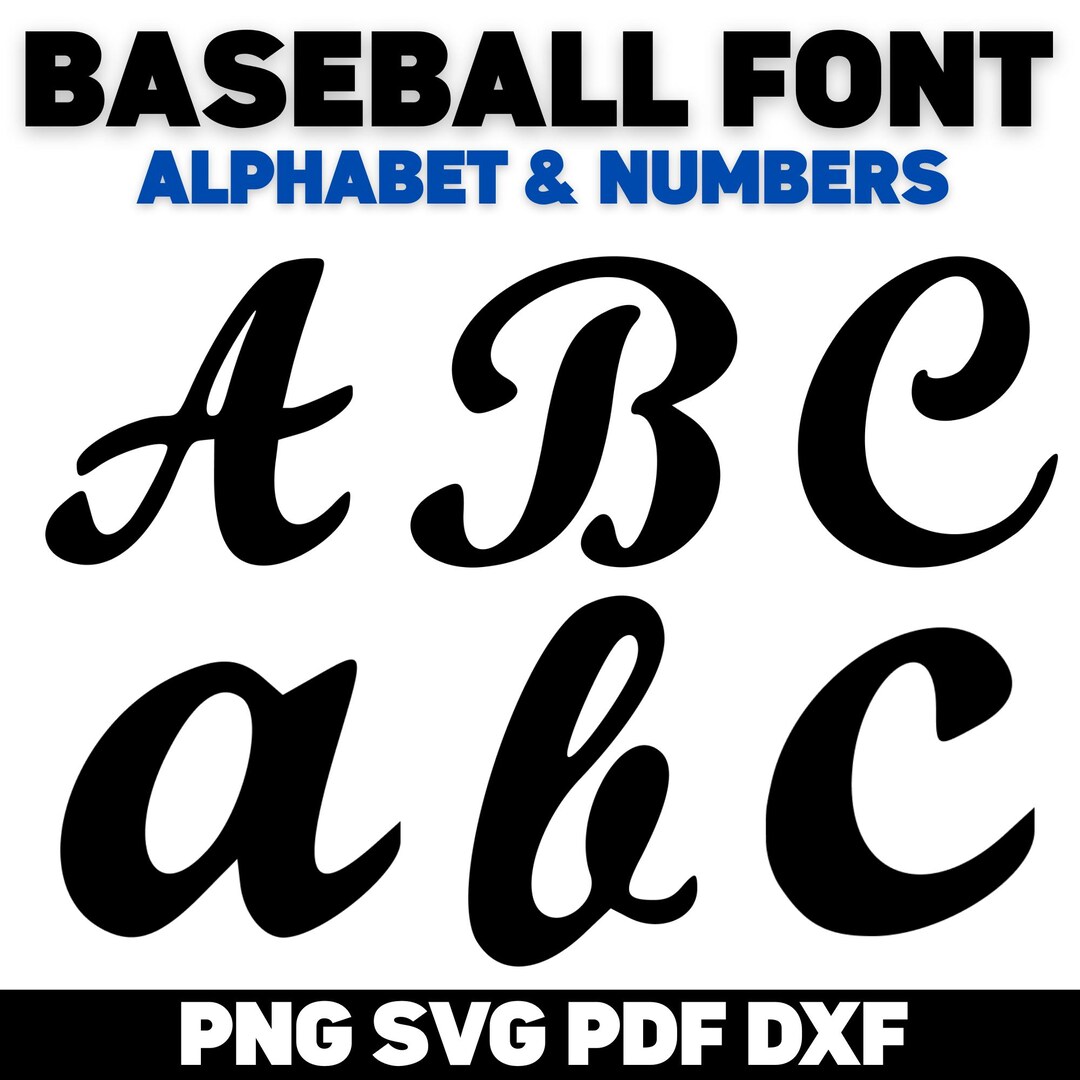 Baseball Script Font SVG: Letters & Numbers (digital Download) - Etsy