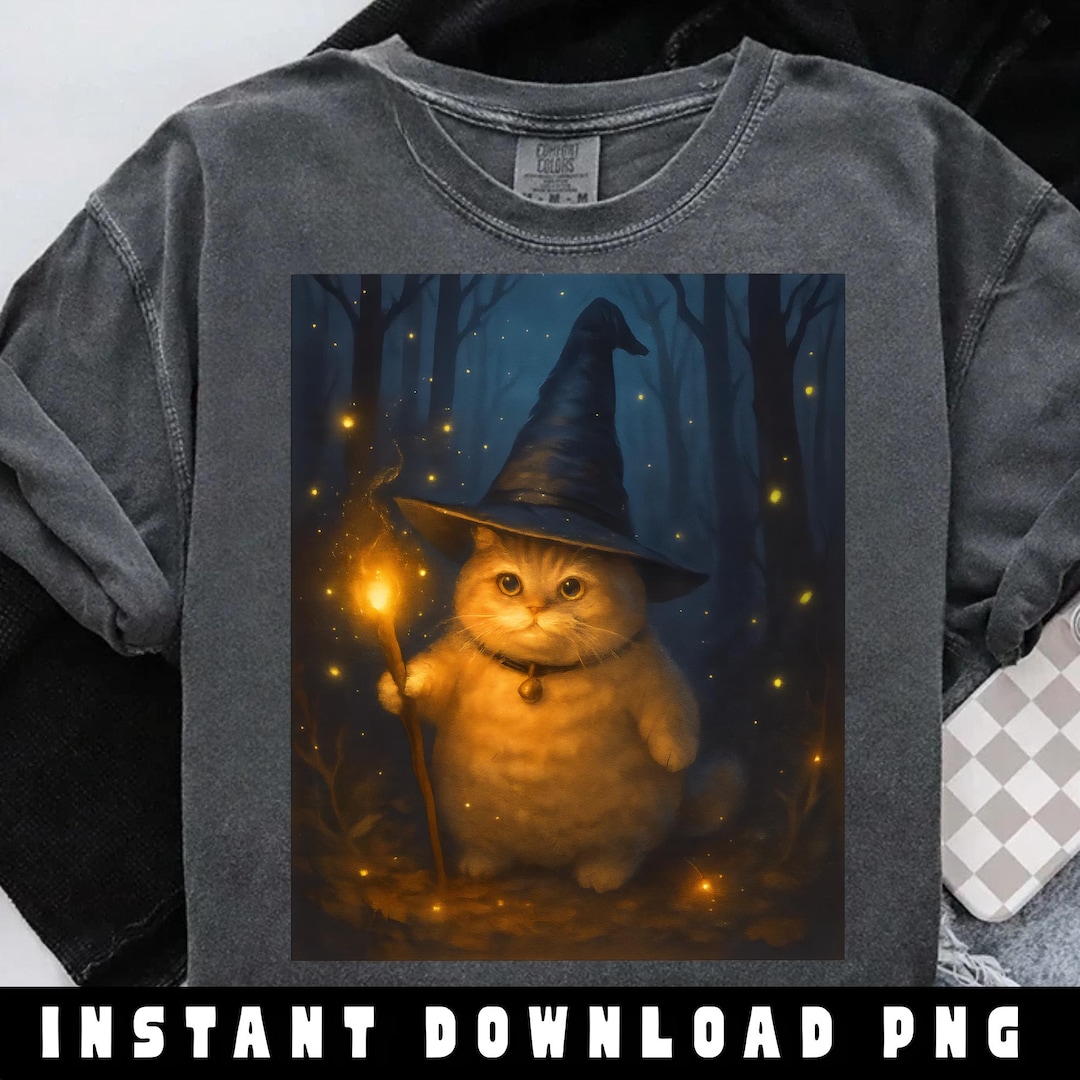 Wizard Cat PNG: Funny Cheeseball Meme, Magic Halloween Design (digital ...