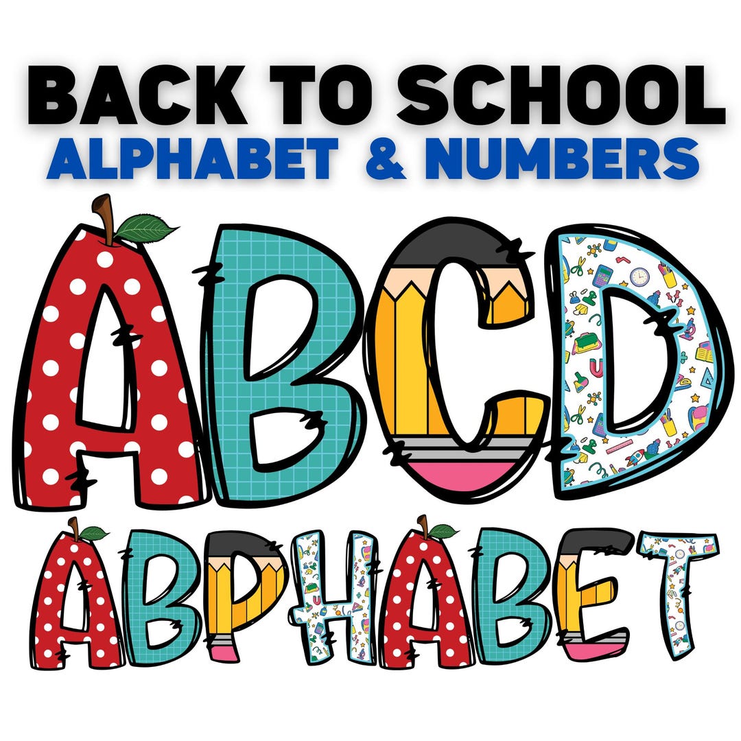 Back to School Doodle Alphabet Bundle (PNG Digital Download - Etsy