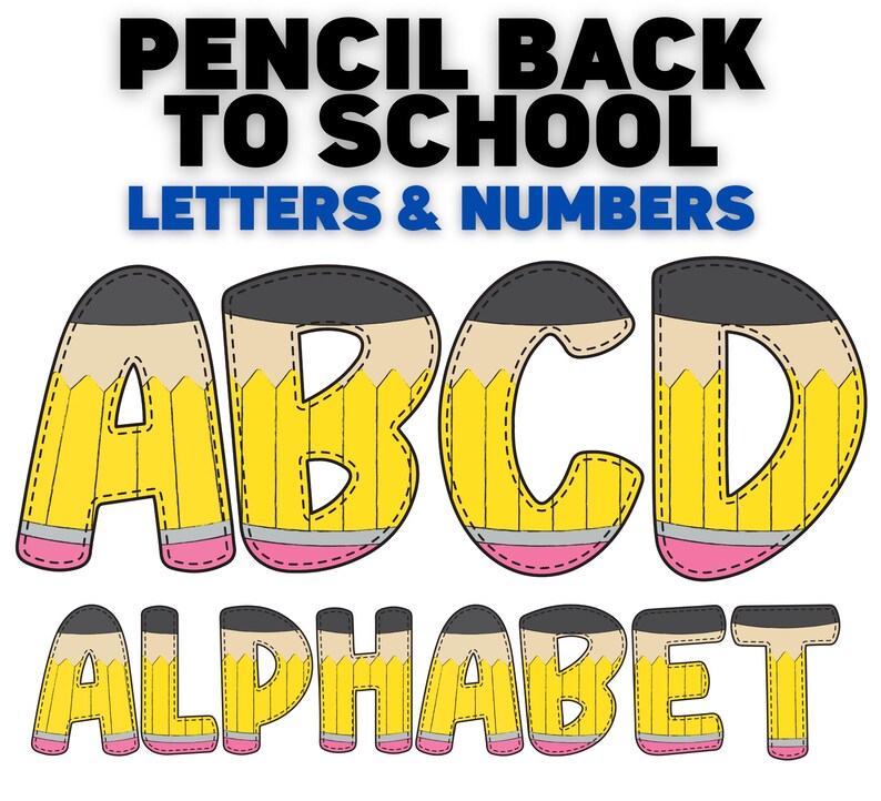Pencil Alphabet PNG: Hand Drawn Font, Back to School Letters (digital ...
