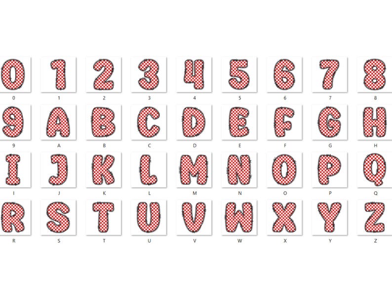 Checker Doodle Alphabet Bundle, Checker Retro Font Letters & Clipart ...