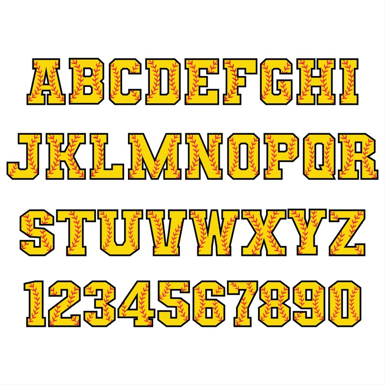 Softball Font SVG, Varsity Letters Design, Softball Team Alphabet ...