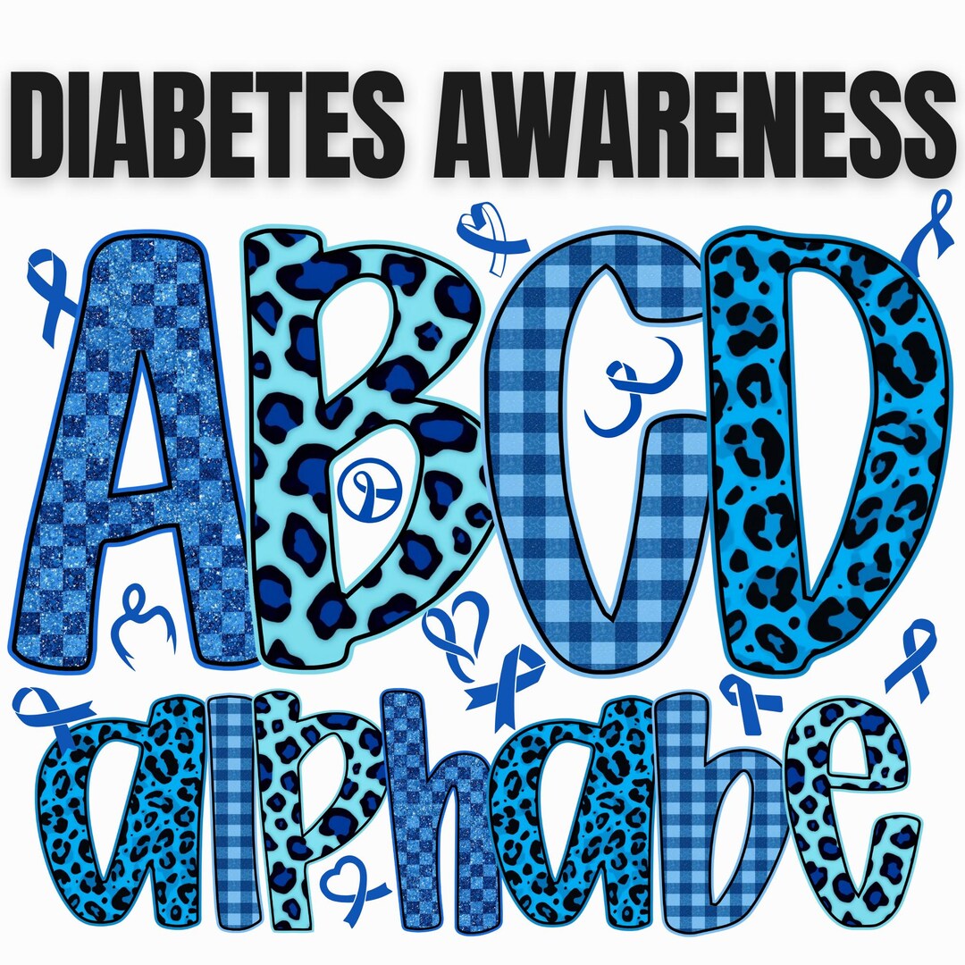 Diabetes Awareness Alphabet Png,blue Ribbon Letters,t1d Awareness ...