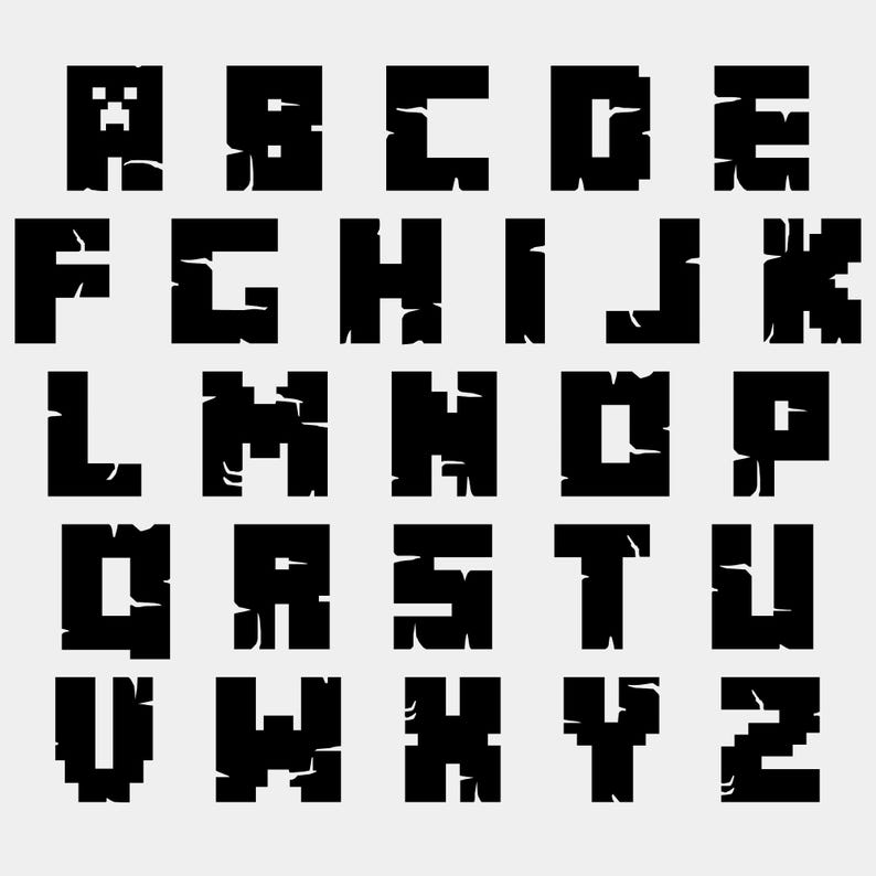 Minecraft Font SVG Bundle, Gamer Alphabet & Number Cut Files, Cricut ...