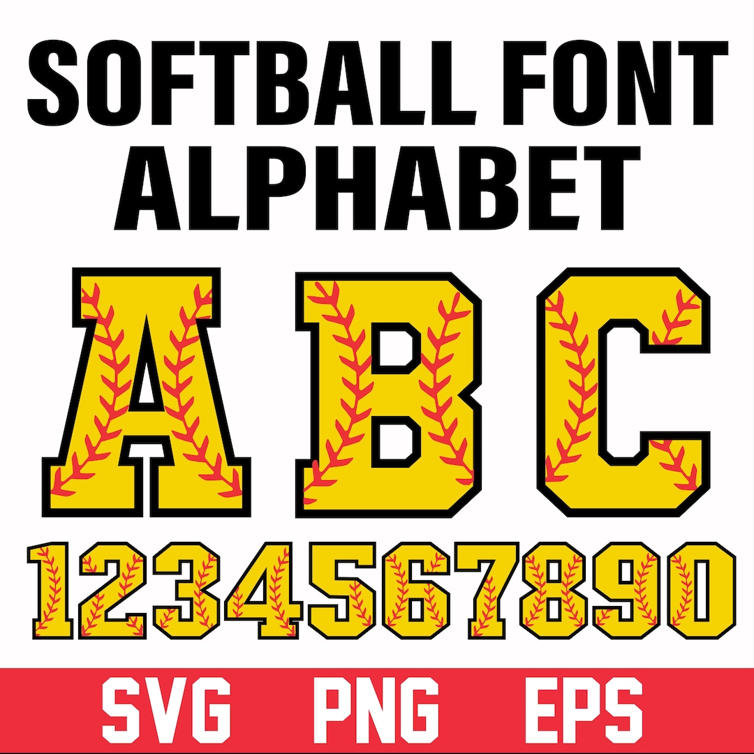 Softball Font SVG, Varsity Letters Design, Softball Team Alphabet ...