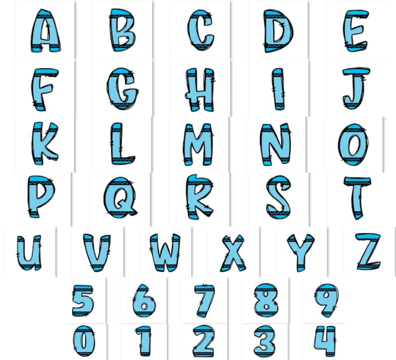 Crayon Alphabet Doodle Graphics PNG: Back to School Clip Art (digital ...