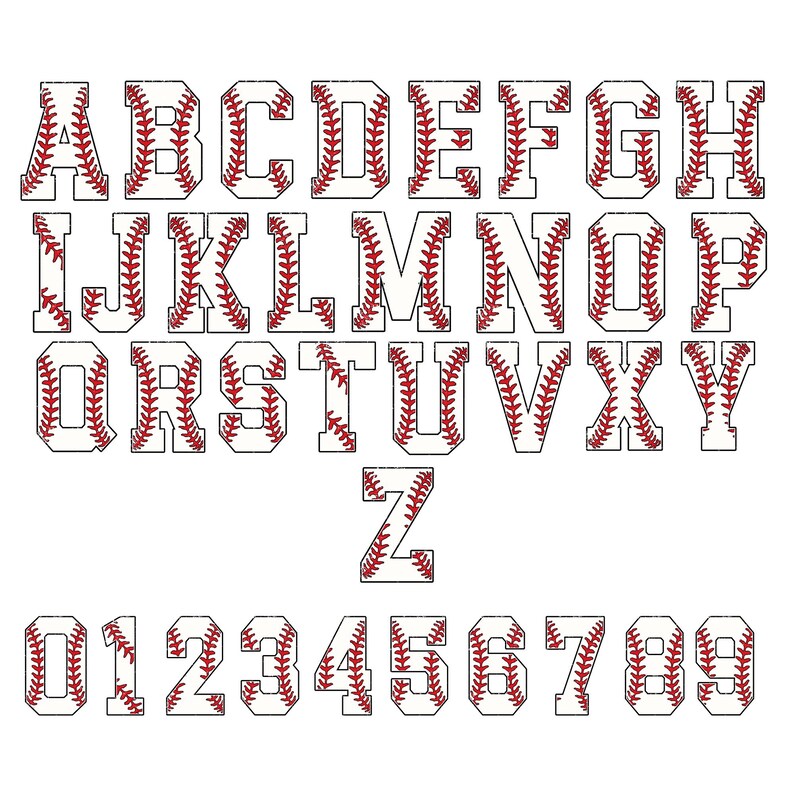 Baseball Font PNG Bundle: Varsity Letters, Team Alphabet (digital ...