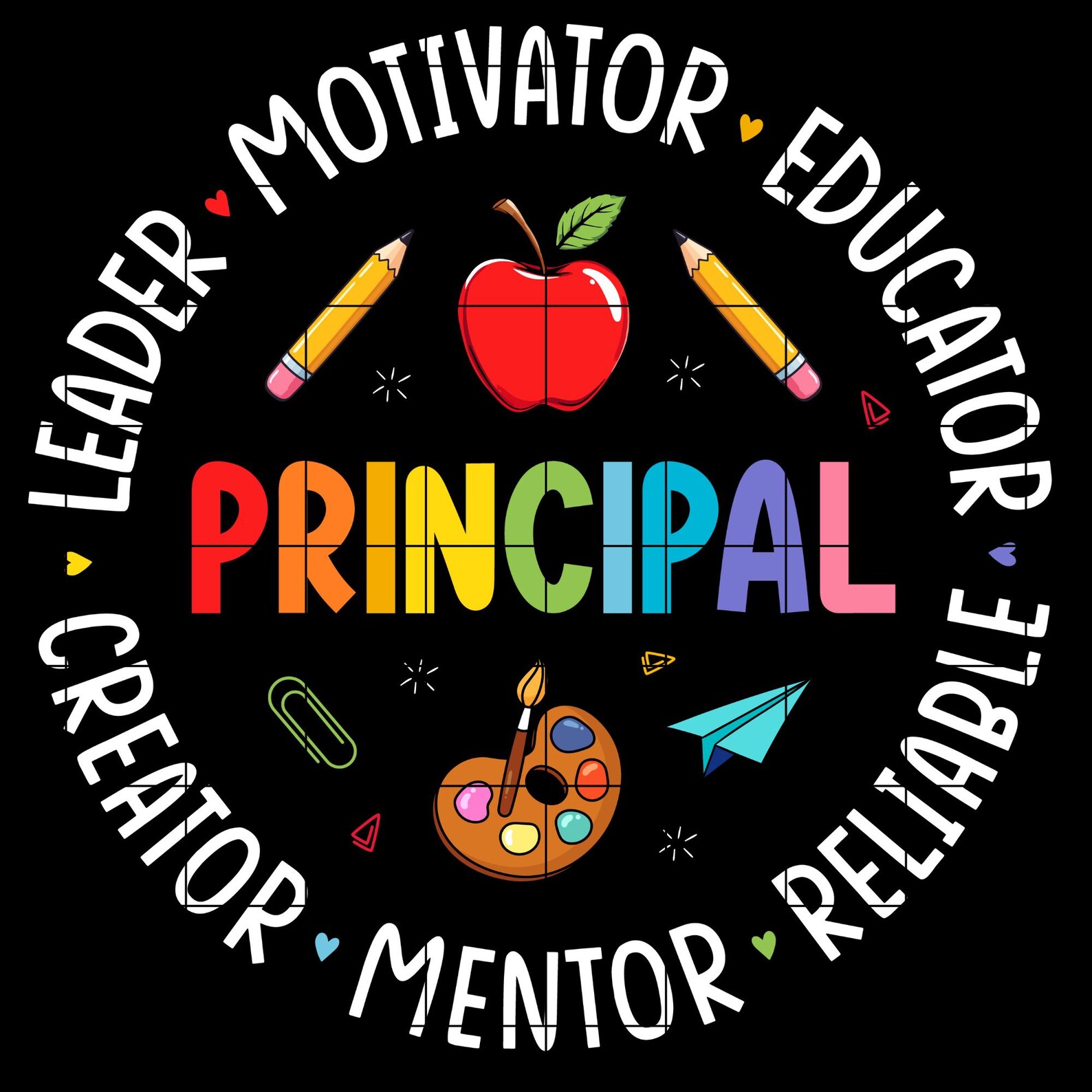 Principal Png, Back to School Shirt Design With Apple Pencil Heart ...