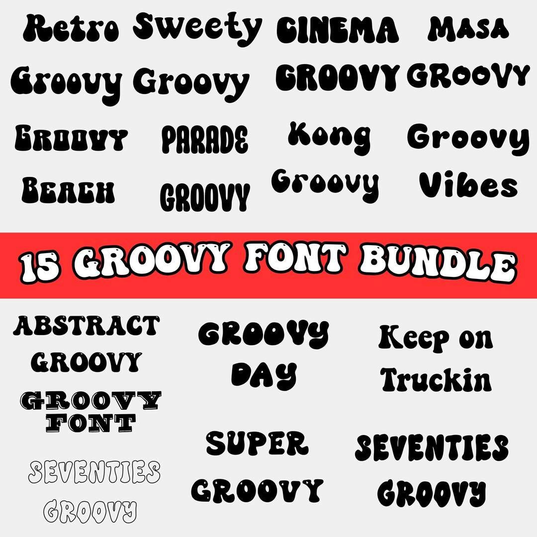 15 Groovy Font Bundle, Retro Alphabet Groovy Font, Groovy Alphabet ...