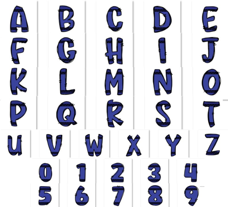 Crayon Alphabet Doodle Graphics PNG: Back to School Clip Art (digital ...