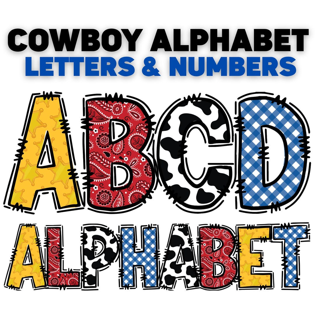 Cowboy Alphabet PNG, Western Letters & Numbers, Farm Rodeo Font Clipart ...